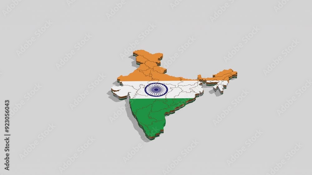 3d animations of India map with Indian flag texture on it Stock Video ...