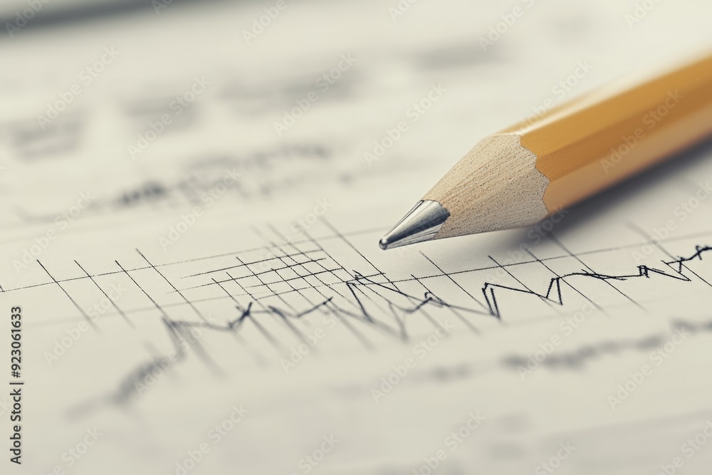 Economic growth graph with a 3D realistic look and pencil sketch style ...