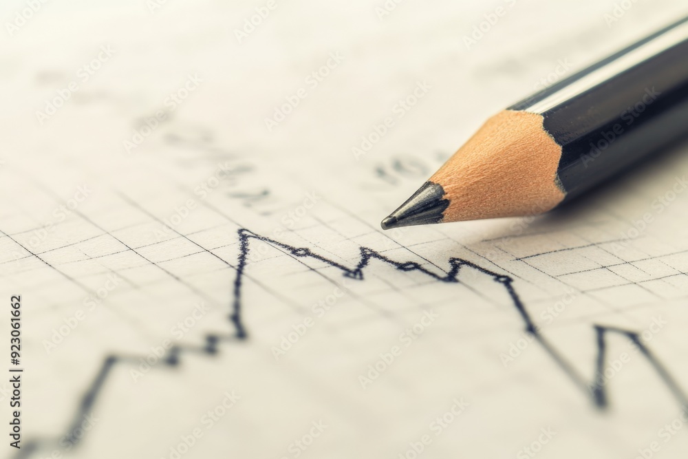 Economic growth graph with a 3D realistic look and pencil sketch style ...