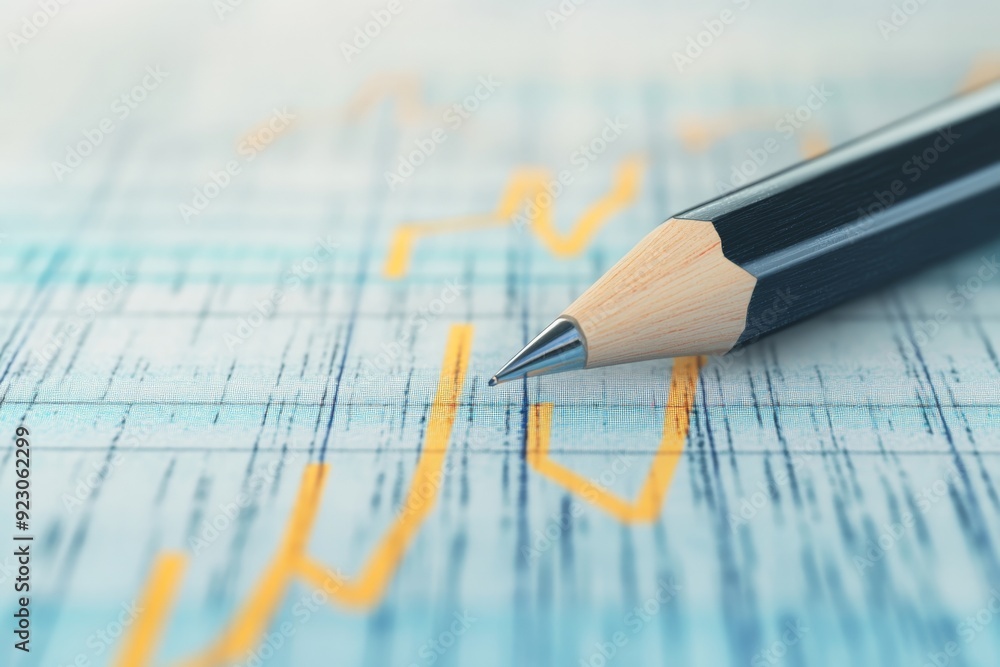 Financial performance graph in 3D with hand-drawn pencil sketch style ...