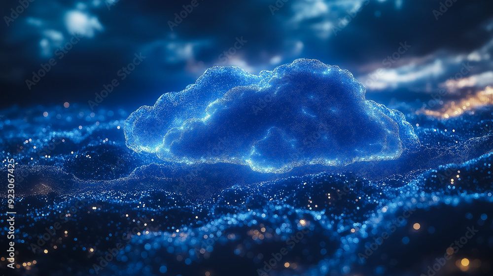 Dynamic cloud computing background featuring data upload and download ...