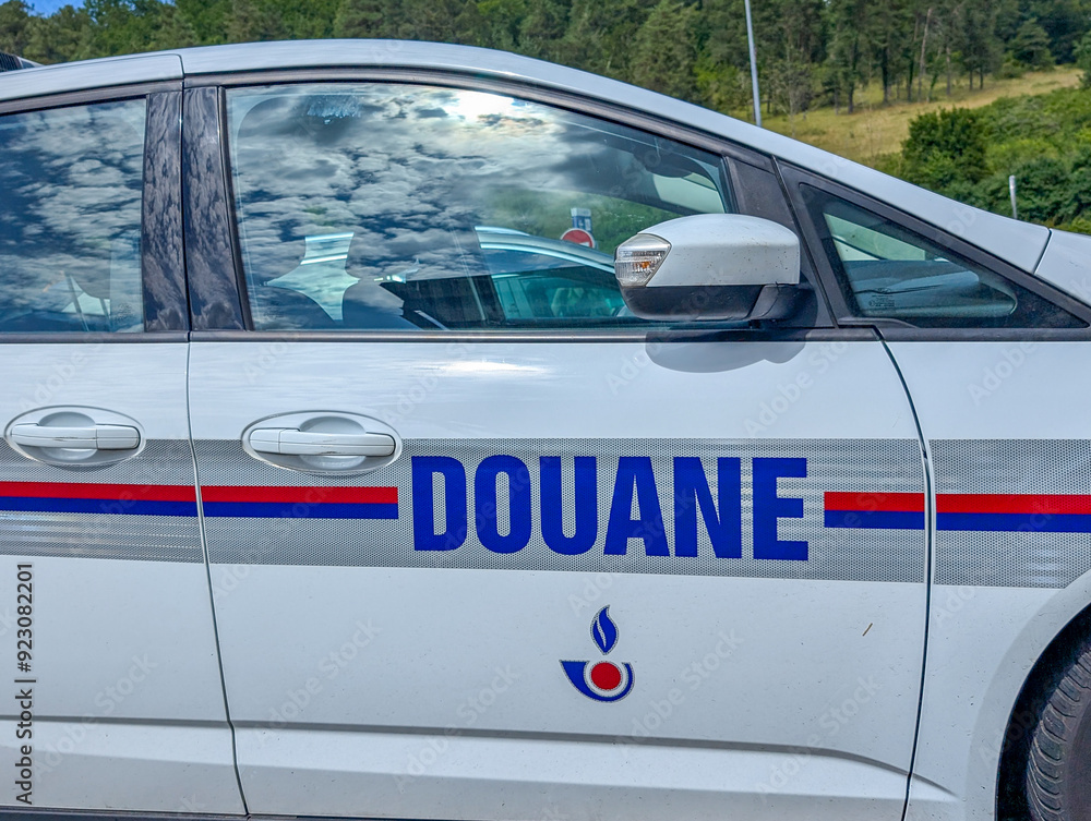 France, 30 June 2024: Side view of French Douane customs vehicle with ...