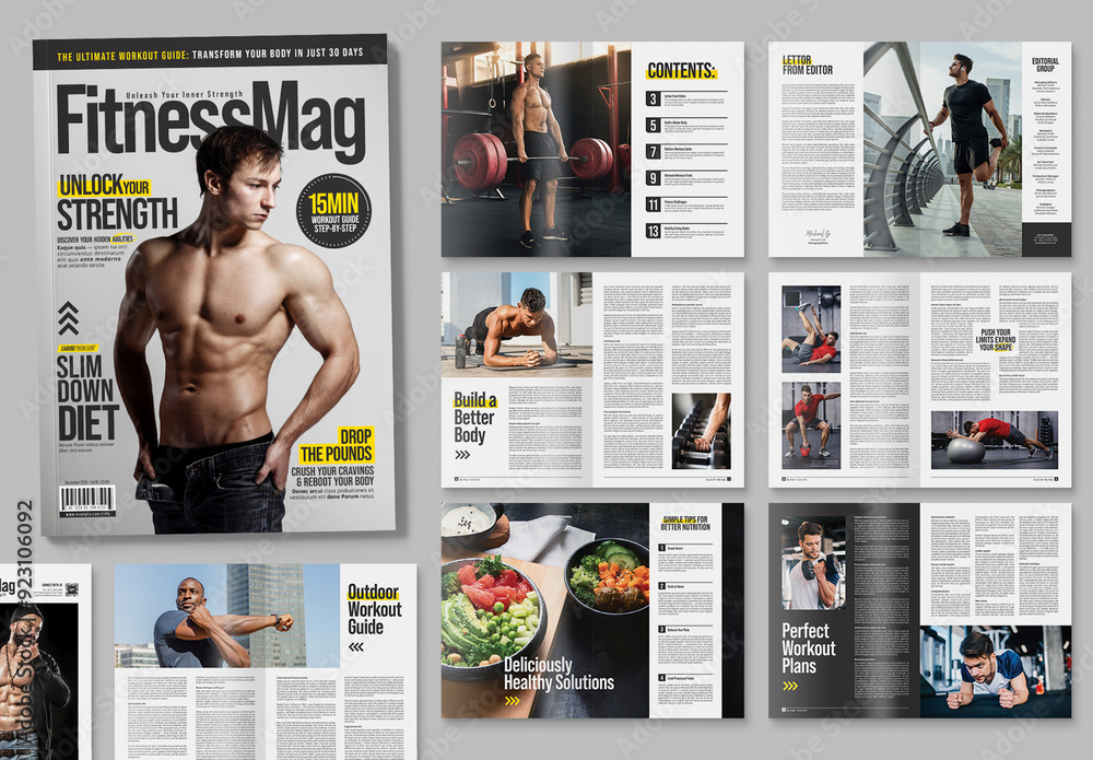 Fitness Magazine Template Stock Template | Adobe Stock