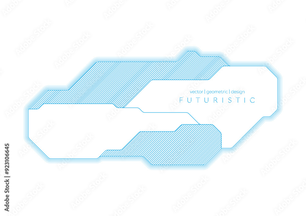 Abstract blue futuristic linear frame technology background. Minimal hi ...