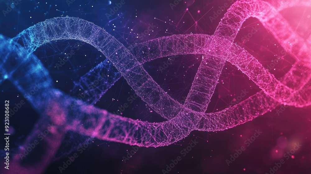Abstract DNA molecule background with geometric dynamic waves. Perfect ...