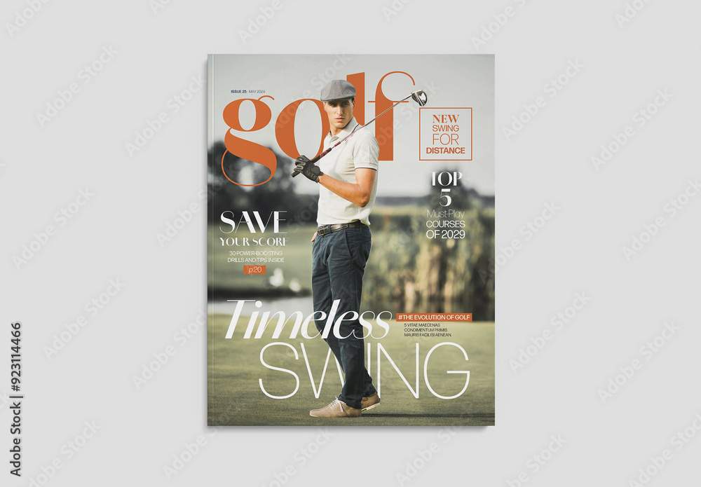 Typographic Magazine Cover Template with Sport Theme Stock Template ...