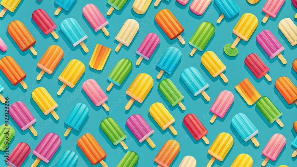 Colorful popsicle sticks arranged in a seamless repeat pattern, perfect ...