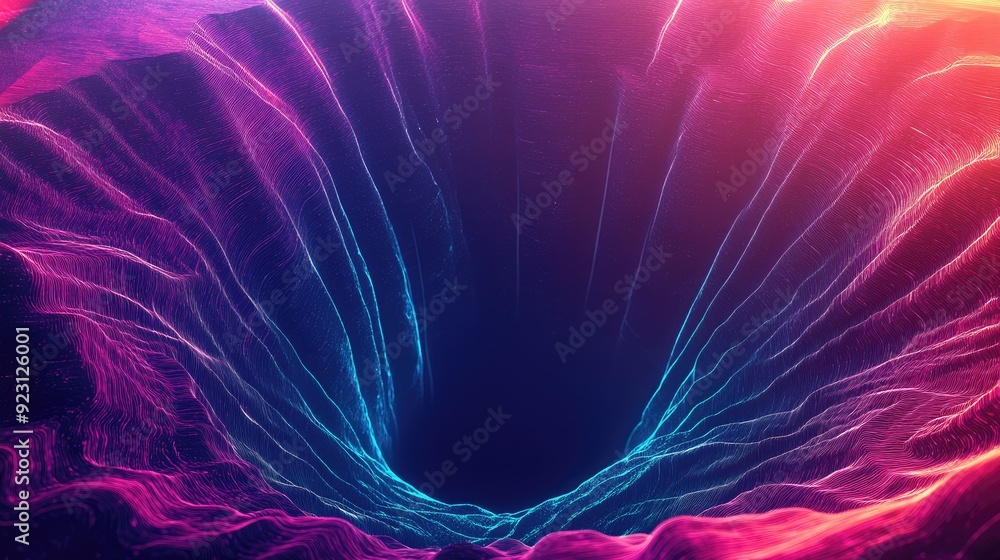 Neon techno sinkhole with line-striped patterns, offering a striking ...