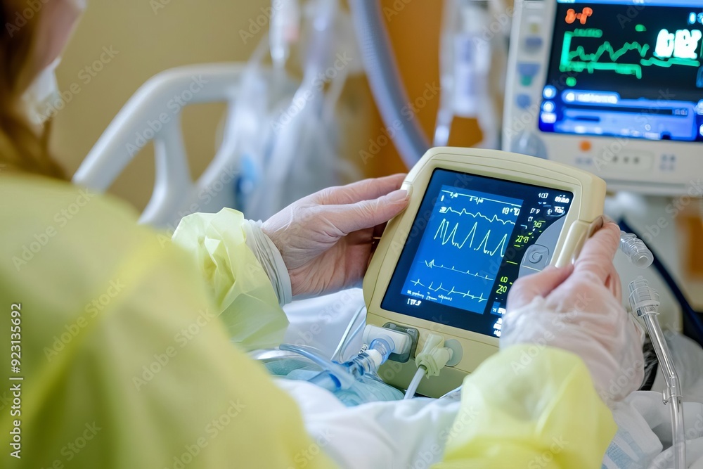 Nurse using a pulse oximeter to measure a patient s oxygen saturation ...
