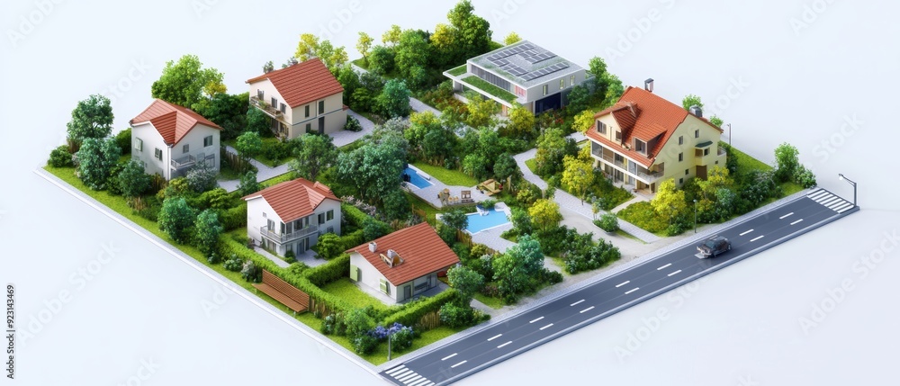 Futuristic 3D Isometric Cityscape with Master Plan Models for Urban ...