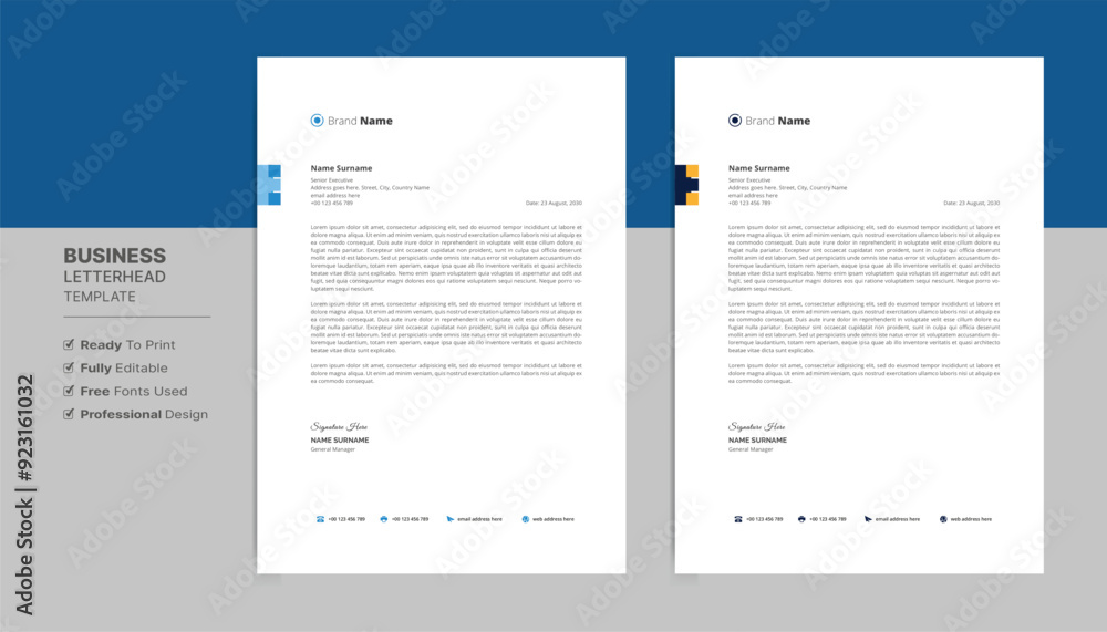 Professional letterhead format template, business style letterhead ...