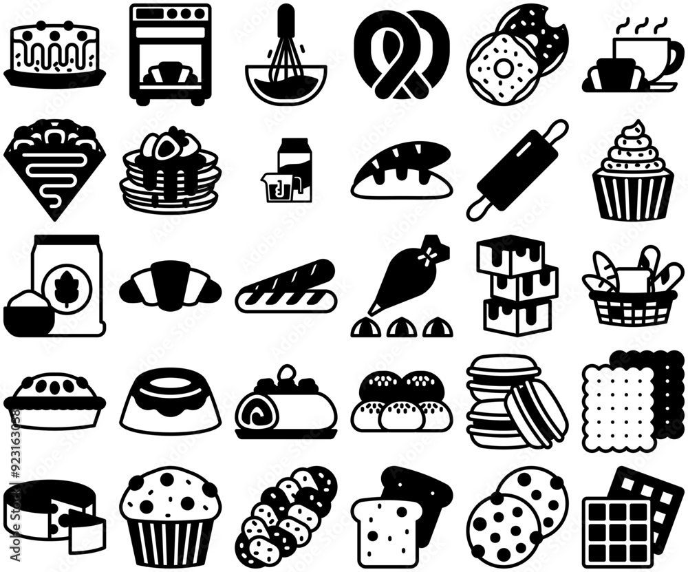 Mega Set Of Vector Bakery Vector Symbols Apps, Websites Ui Designs ...