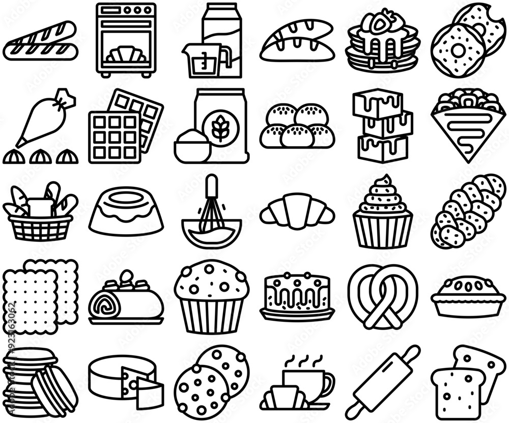 Set Of Bakery Vector Symbols Apps, Websites Ui Designs Suitable For ...