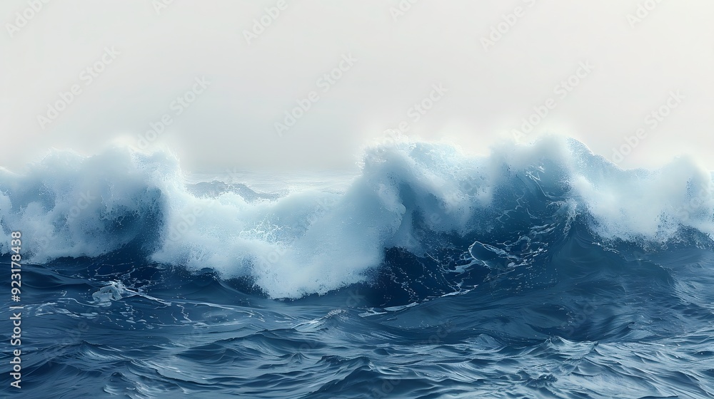 40. A minimalist image with a white background featuring a single wave ...