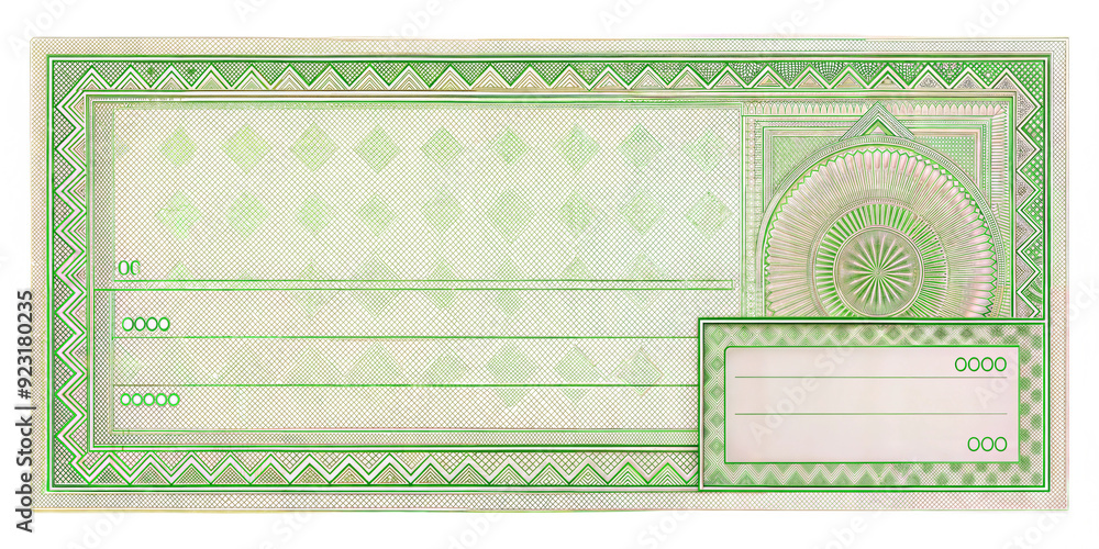 Blank bank check, checkbook cheque template with green guilloche ...