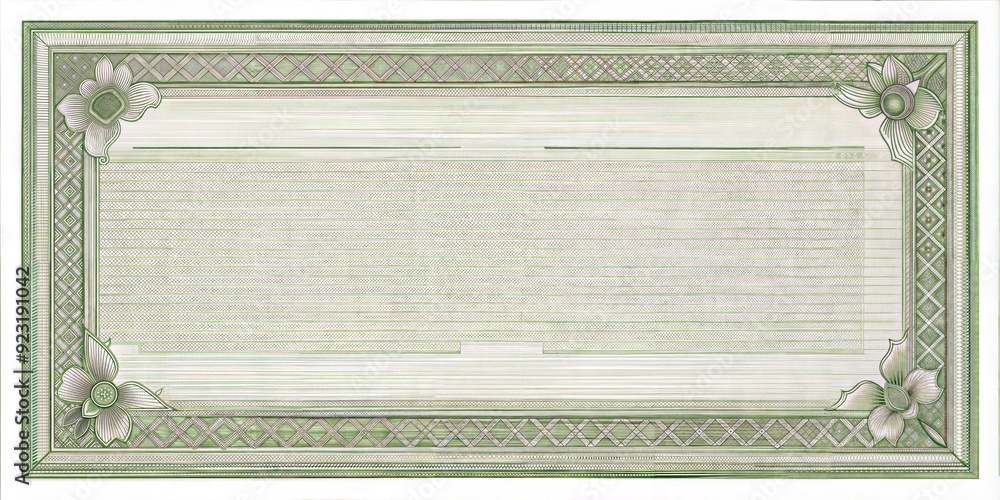 Blank check with decorative borders for financial transactions, with ...