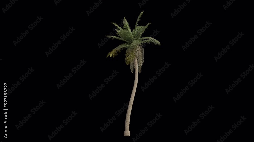 Coconut Tree blowing in the wind. Wind blows the Coconut Palm Tree ...