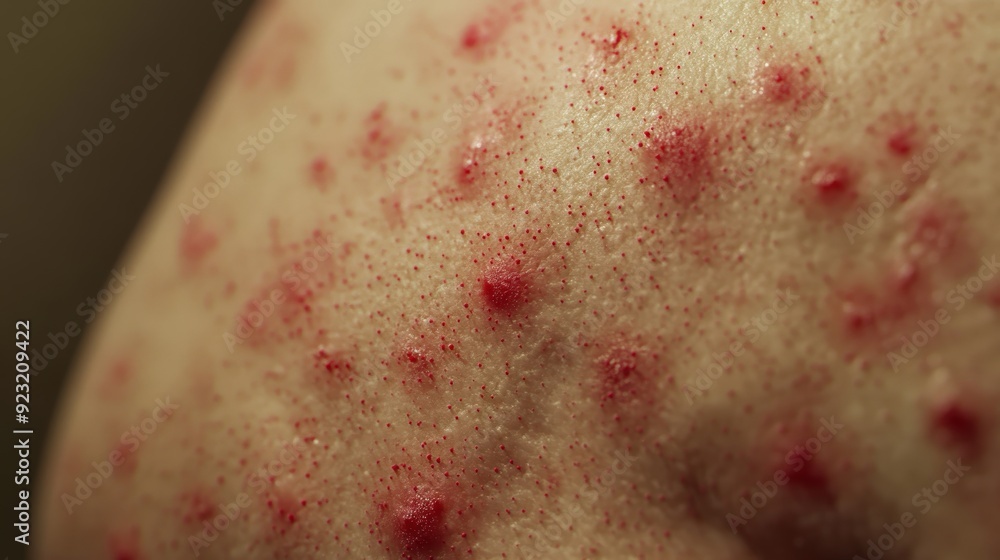 The Skin Displays Raised Red Welts And Bumps Typical Of Hives Indicating An Allergic Reaction