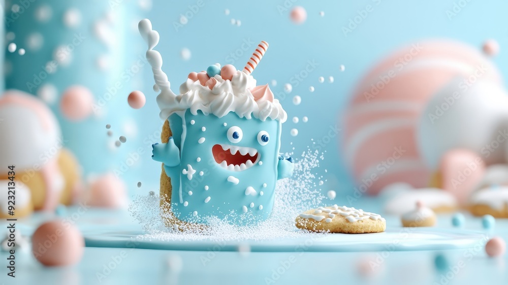 Surreal image of monster-themed sugar cookies coming to life, with ...