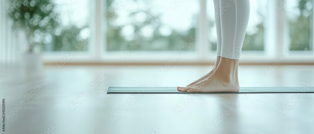 Zoomed-in shot of a woman s feet in a dancer s pose, pointed with ...