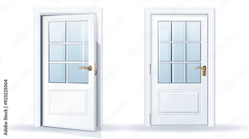 Vector Plastic Door. Interior Doors and Windows for the Home. Both open ...