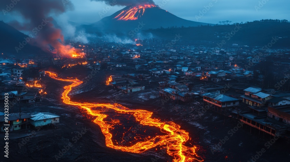 Lava flows from Mount Nyiragongo cascade into surrounding villages ...