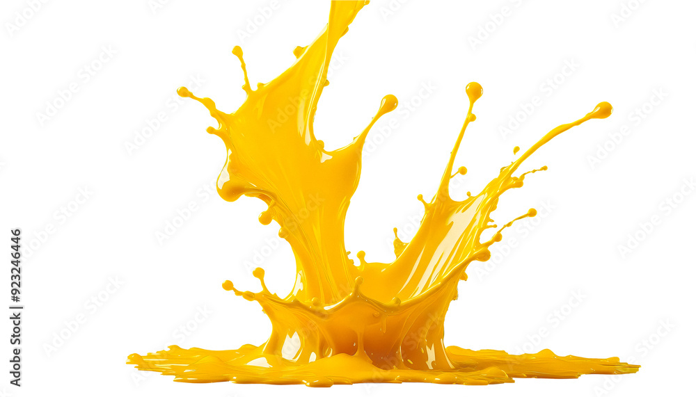 Dynamic yellow mango splash isolated on Png background with drops and ...