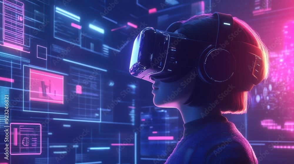 An AI-powered virtual reality environment with interactive elements responding to user input ...