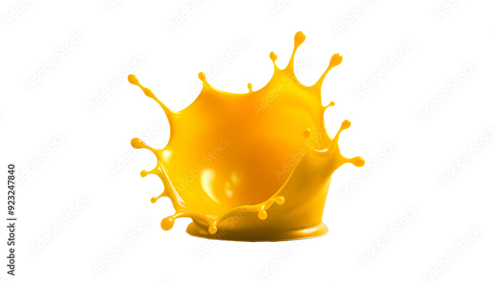 Dynamic yellow mango splash isolated on Png background with drops and ...