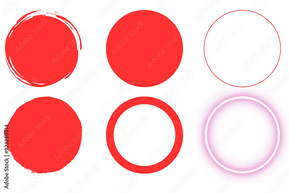 set of red circle on a transparent background. png Stock Illustration ...