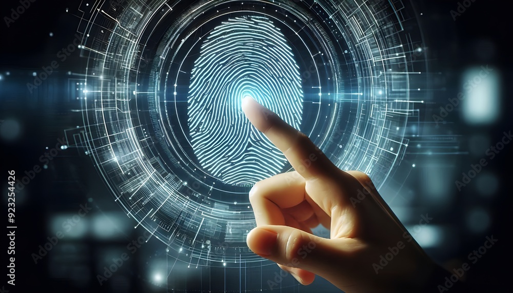Virtual holographic fingerprint recognition system concept. Digital ...