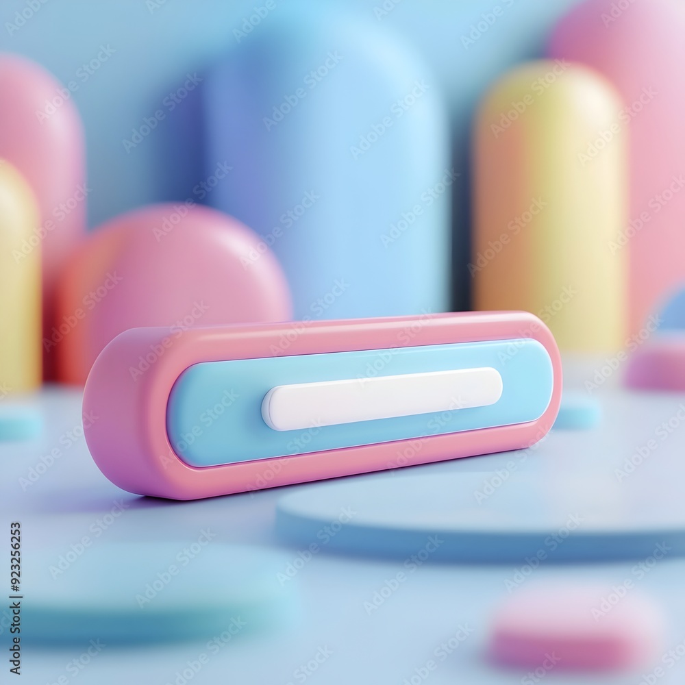 Minimalist 3D Pastel Web Search Bar with Rounded Edges and Friendly ...