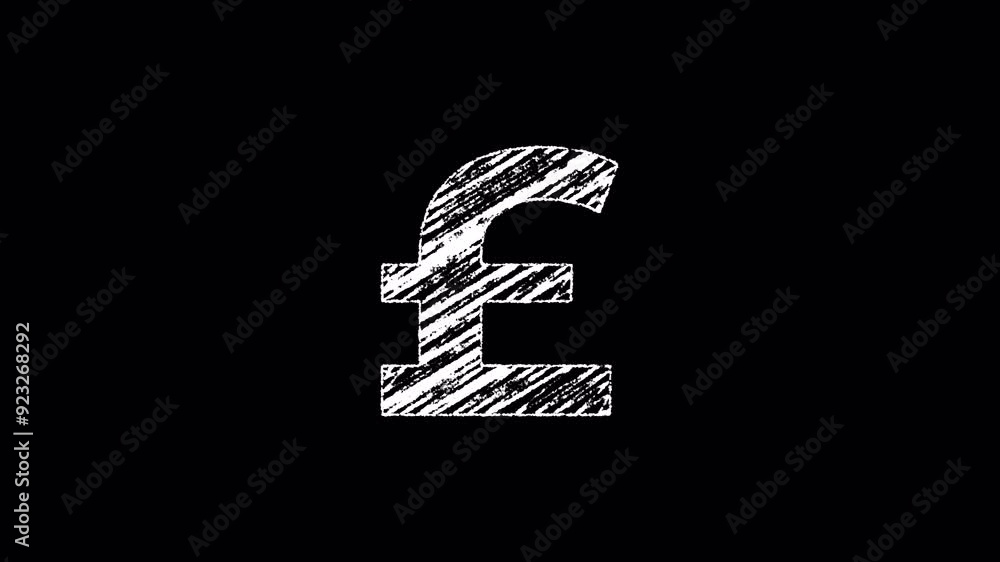 Animated hand drawn pound sterling currency symbol with scribble ...