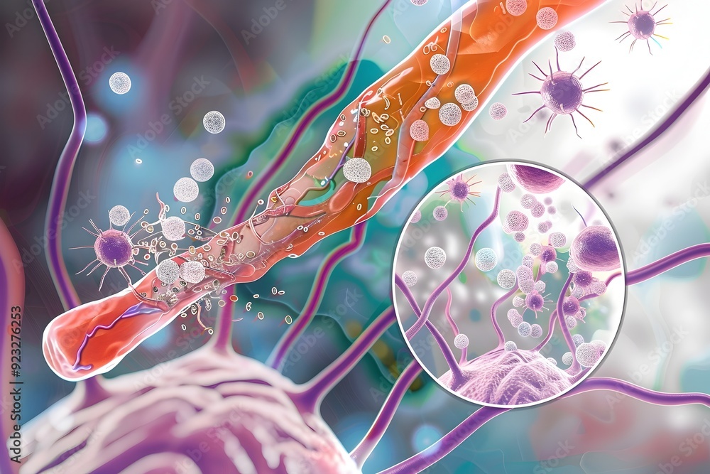 Candida albicans yeast cells infecting human cells. Stock Illustration ...