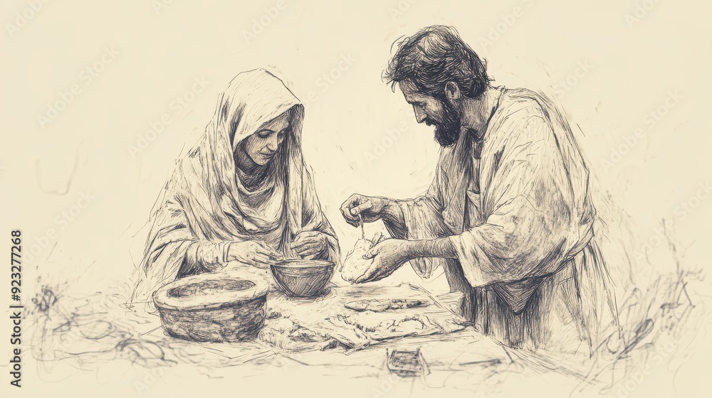 Biblical Illustration of Elijah Announces a Great Drought: Widow of ...