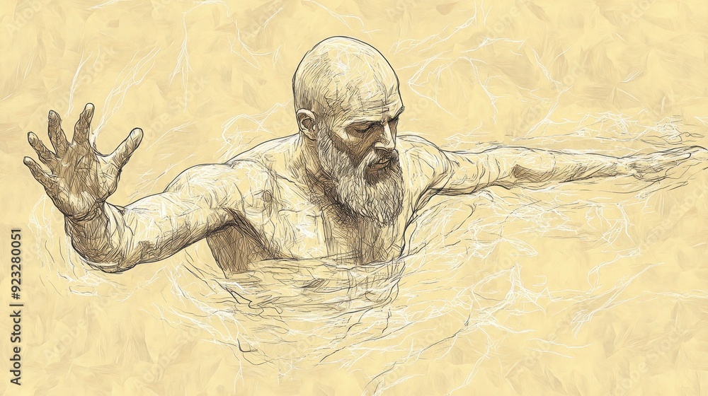 Biblical Illustration of Naaman Healed of Leprosy: Naaman Emerging from ...