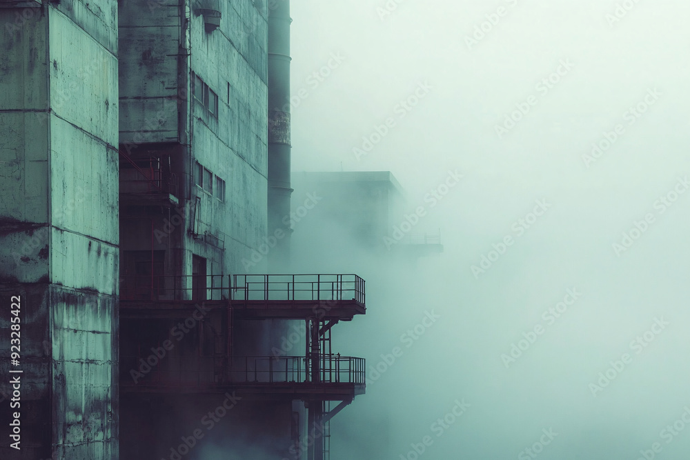 large industrial building with visible staircases and platforms ...