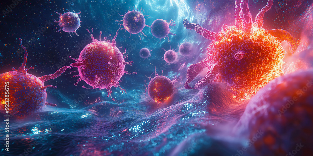 Cancer cells, abnormal cells stand out compared to normal cells ...