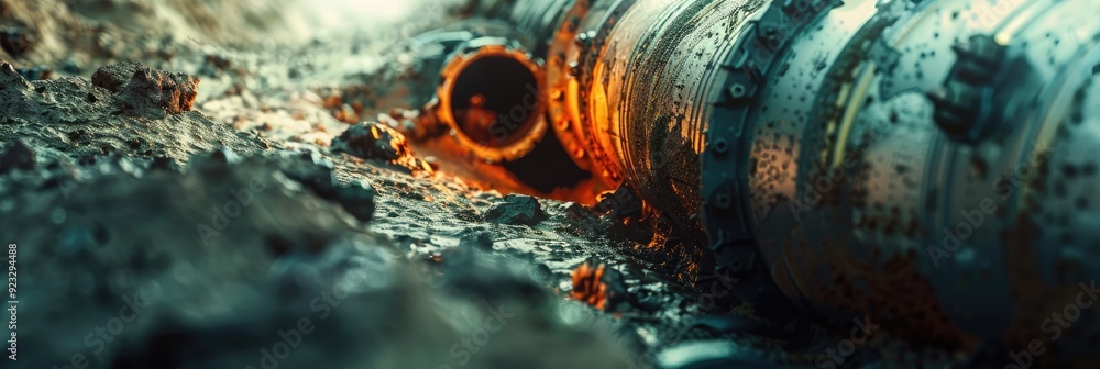 Auger used for underground pipe installation and drilling tasks, with ...