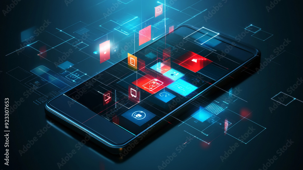 "Mobile application development concept. Develop software and hardware ...