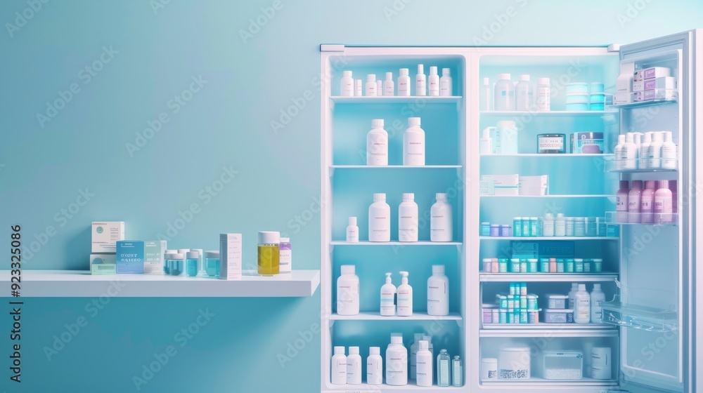 Sterile and neatly organized medical storage room with shelves and a ...