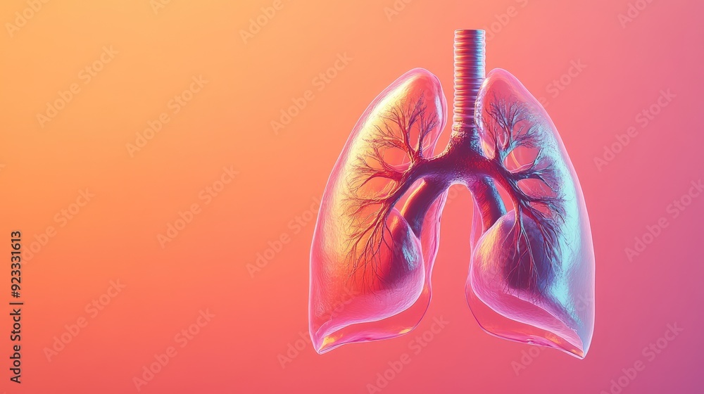 Anatomical diagram of a human lung isolated on a colored background ...
