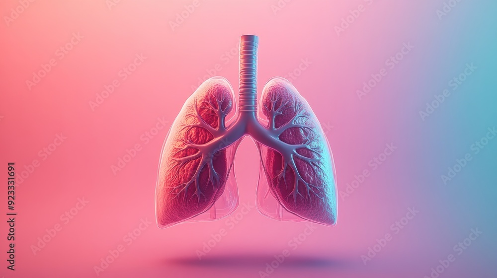 Anatomical diagram of a human lung isolated on a colored background ...