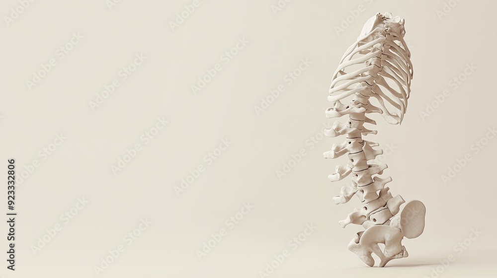 Anatomical diagram of the human vertebrae isolated on a single-color ...