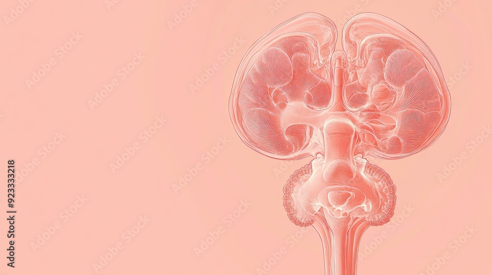 Anatomy of the human bladder isolated on a single-color background ...