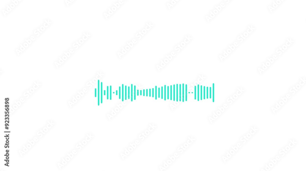 Sound wave animation isolated on white background. Audio waveform with ...