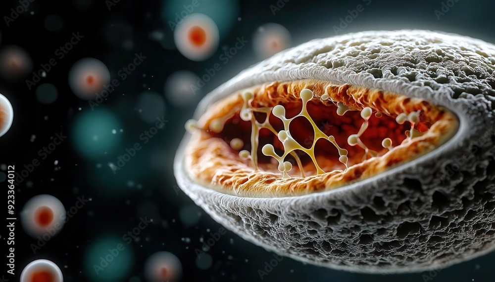 Amoeba under microscope, detailed cellular structure, microscope ...