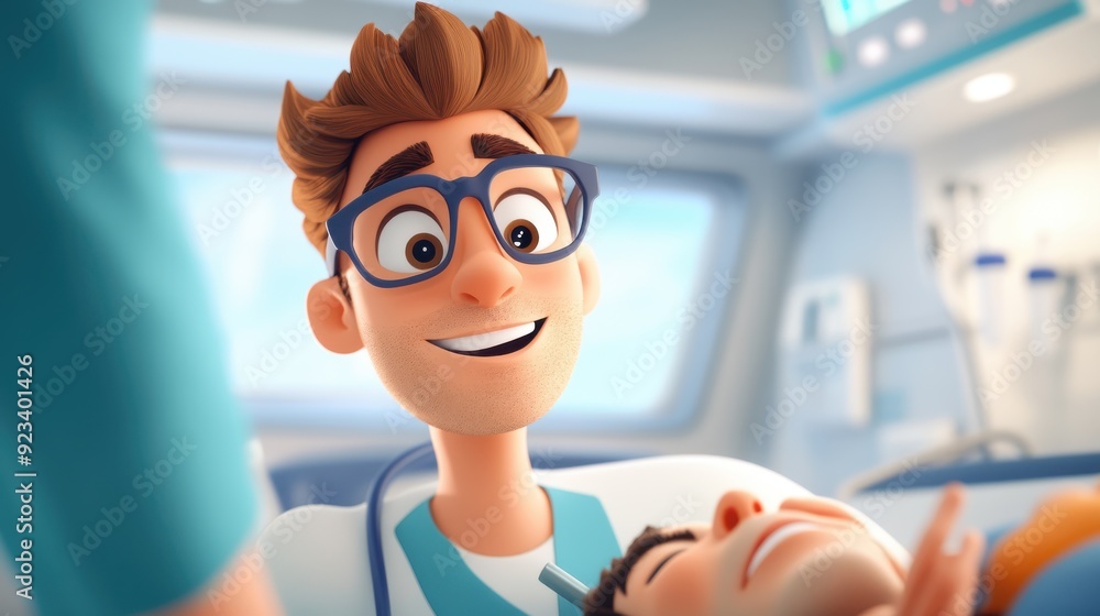 An animated medical professional is shown conducting a routine checkup ...