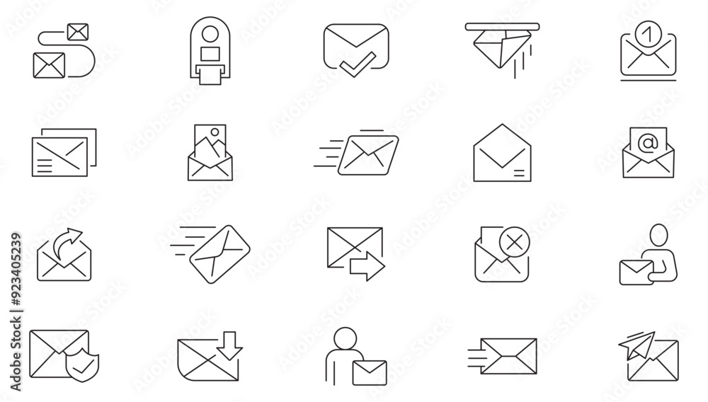 Email line icon collection. Informations, message, transfer, letter ...