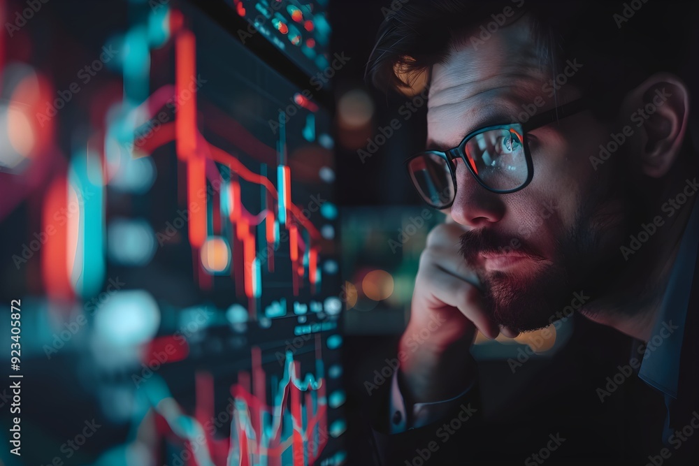 man looking at stock charts, a businessman looking at stock charts ...